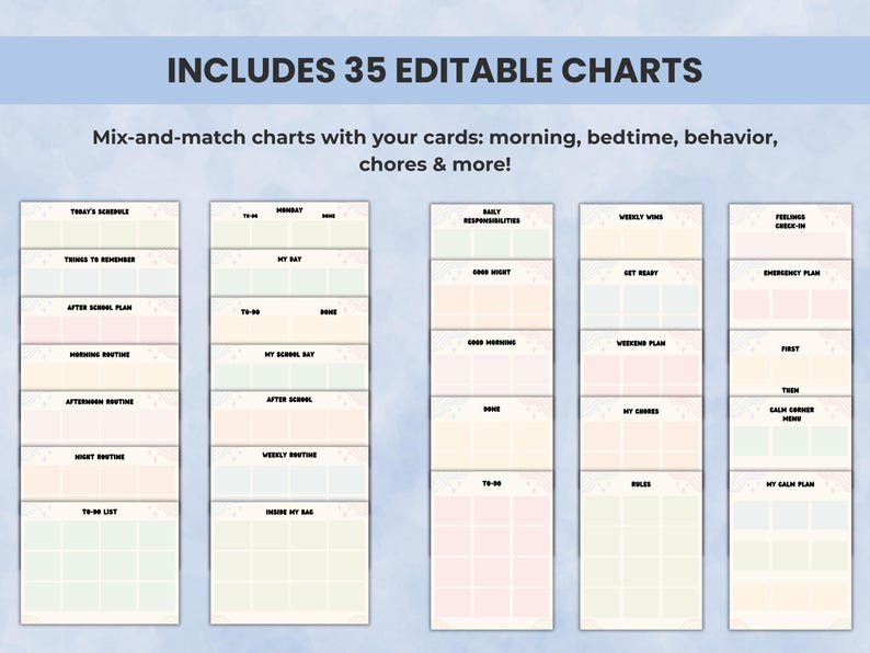 Printable Daily Routine Cards | Visual Schedule, Editable Chore Chart ...
