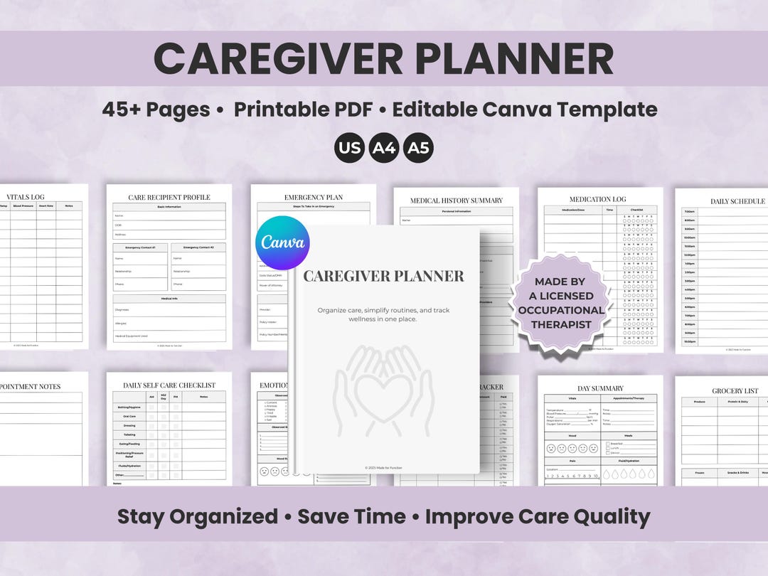 Editable Caregiver Planner, Eldercare Log, Senior Caregiving Checklist ...