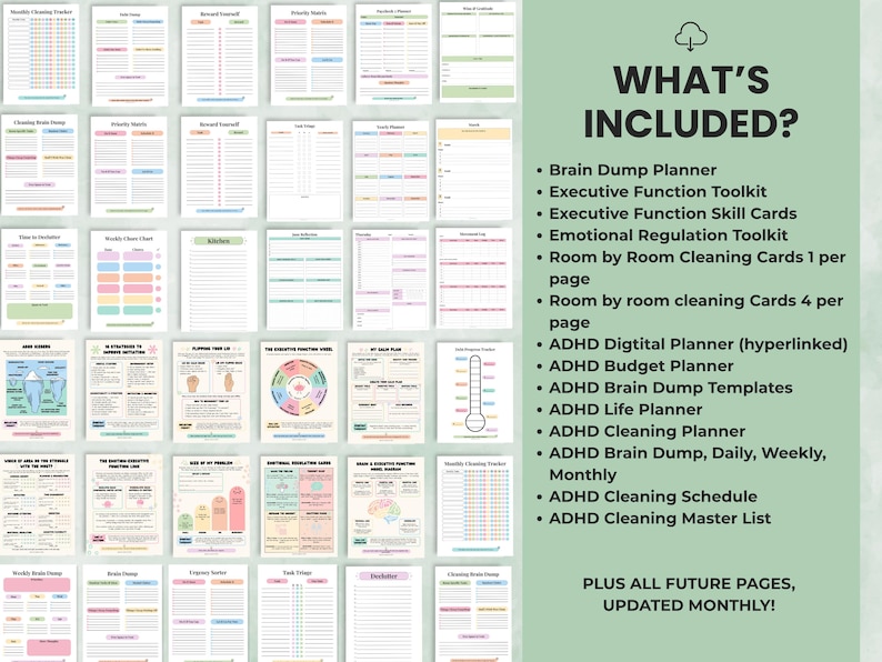 ADHD & Executive Function Printable Bundle | Therapy Worksheets (PDF ...