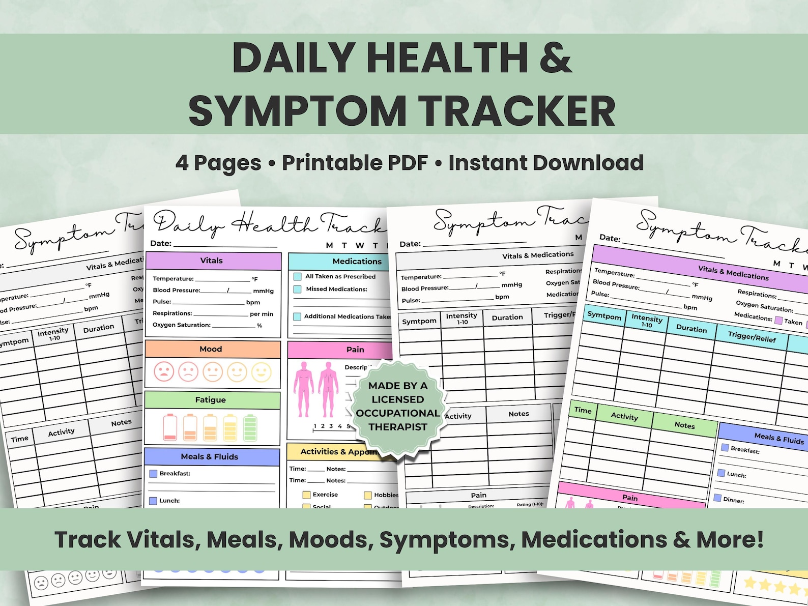 Daily Health Tracker, Symptom Log, Printable Wellness Journal, Daily ...