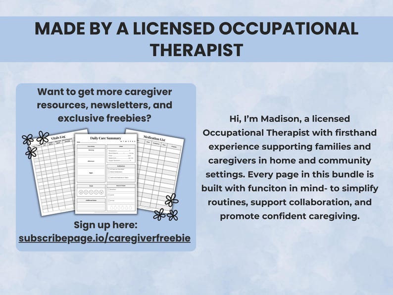 Caregiver Planner Printable PDF, Elder Care Daily Log & Checklist ...