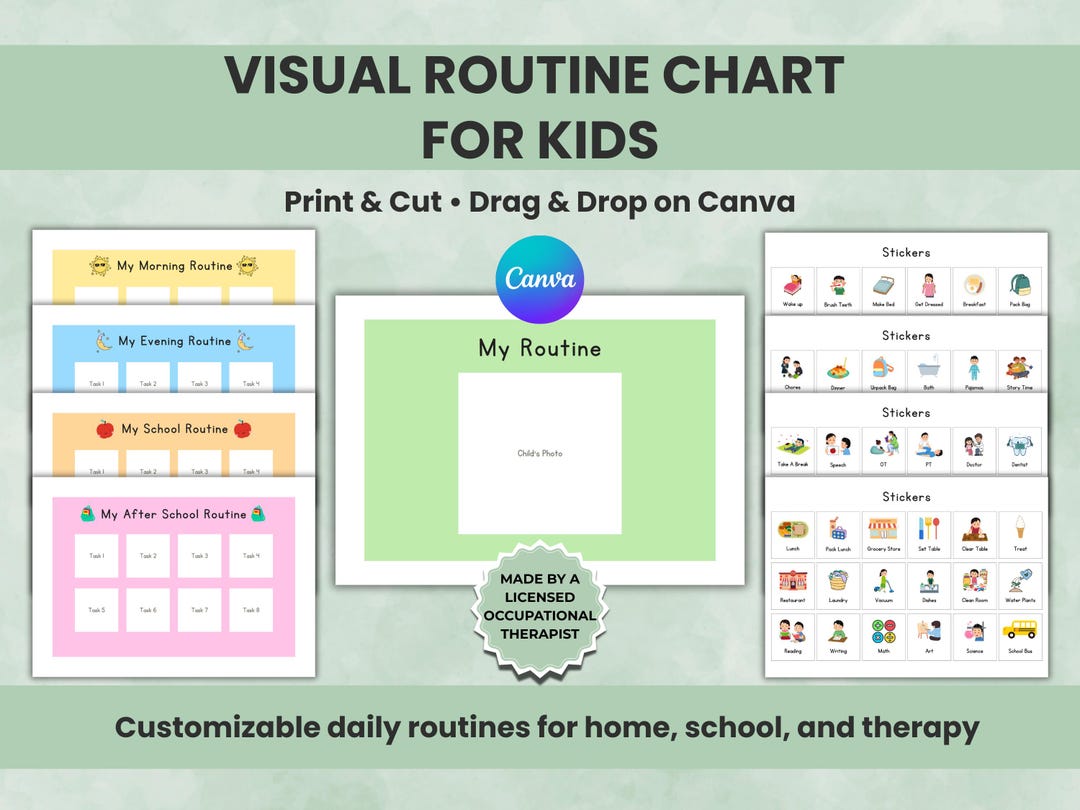 Editable Daily Routine Cards, Visual Schedule for Kids, Toddler Routine ...