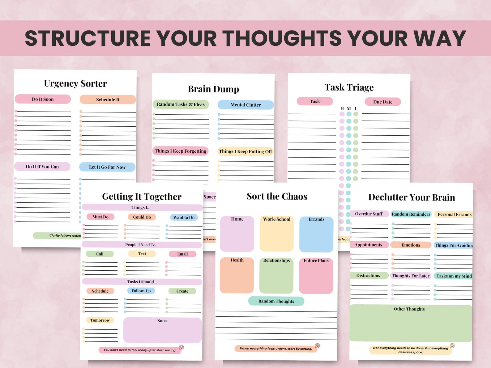 Printable Brain Dump Planner, ADHD Brain Dump Journal Template ...