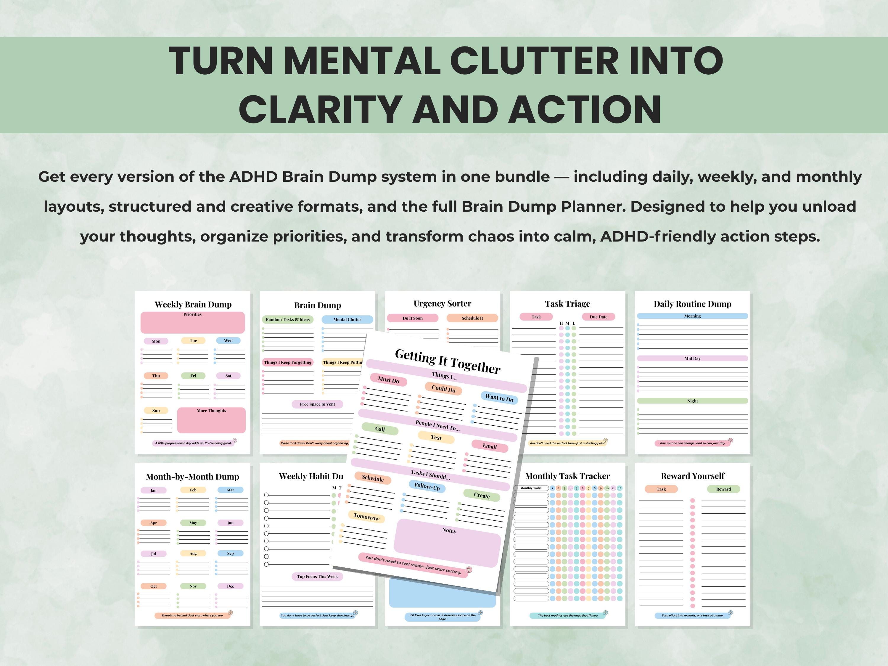 Whole Shop ADHD Brain Dump Bundle | Executive Function, Thought ...