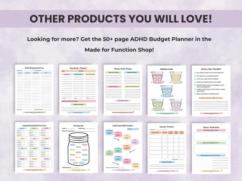 ADHD Debt Tracker & Savings Challenge Templates | Printable Budget ...