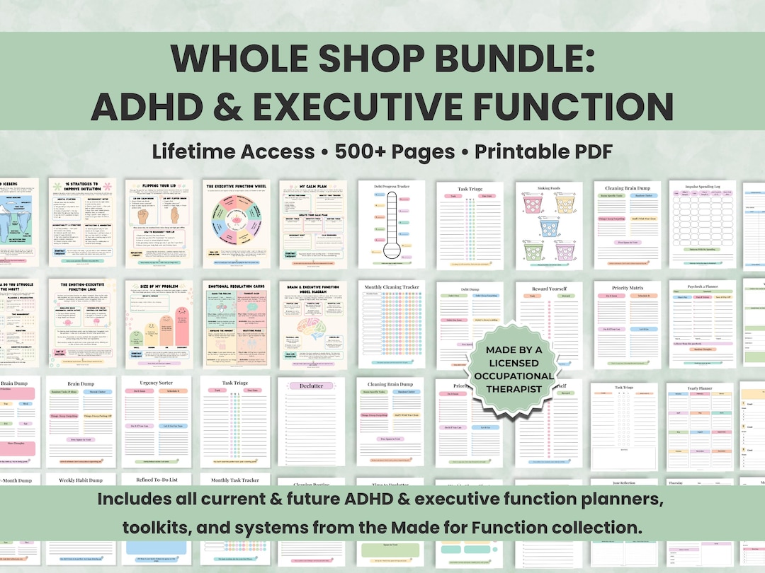 Whole Shop Executive Function & Emotional Regulation Bundle | ADHD Skill Cards, Therapy ...