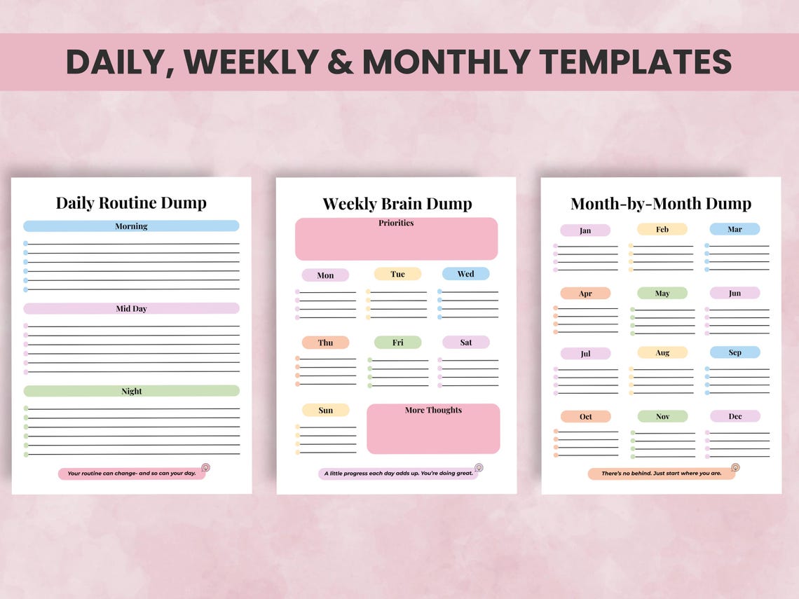 Printable Brain Dump Planner, ADHD Brain Dump Journal Template ...