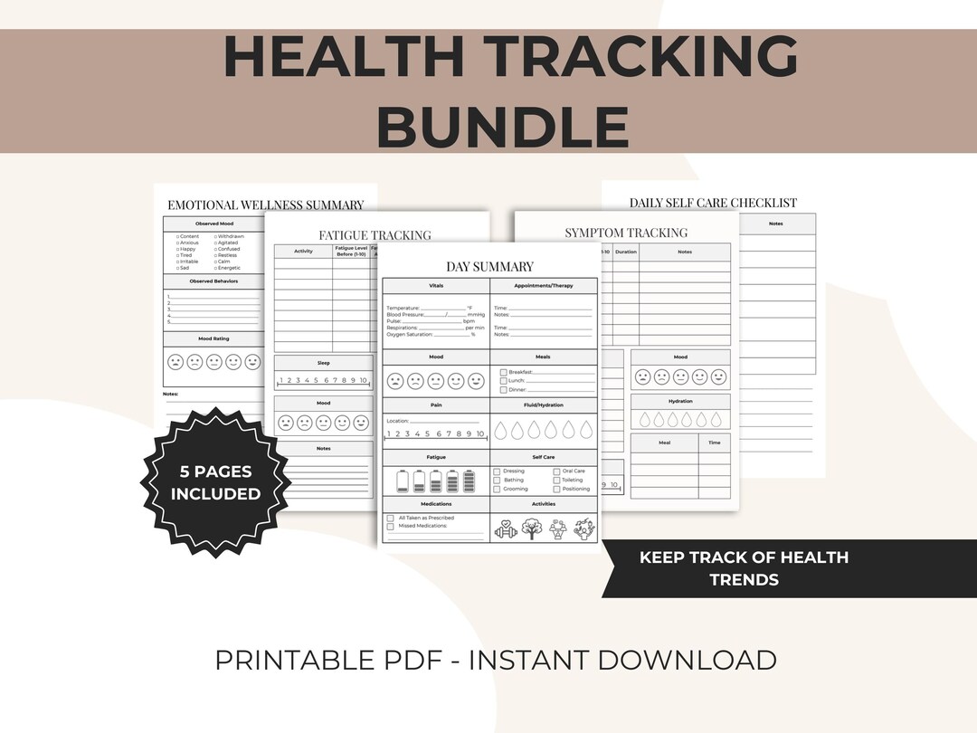 Daily Health Tracker PDF Symptom and Fatigue Log for Chronic Illness ...