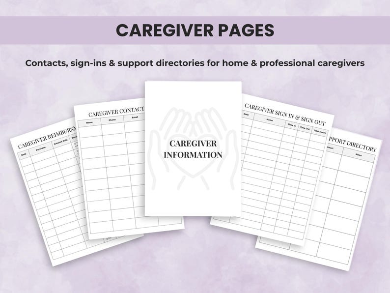 Caregiver Planner Printable PDF, Daily Checklist & Logbook, Elder Care ...