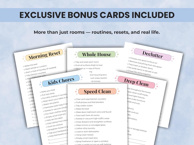 Cleaning Cards Editable & Printable, ADHD Cleaning Checklist by Room ...