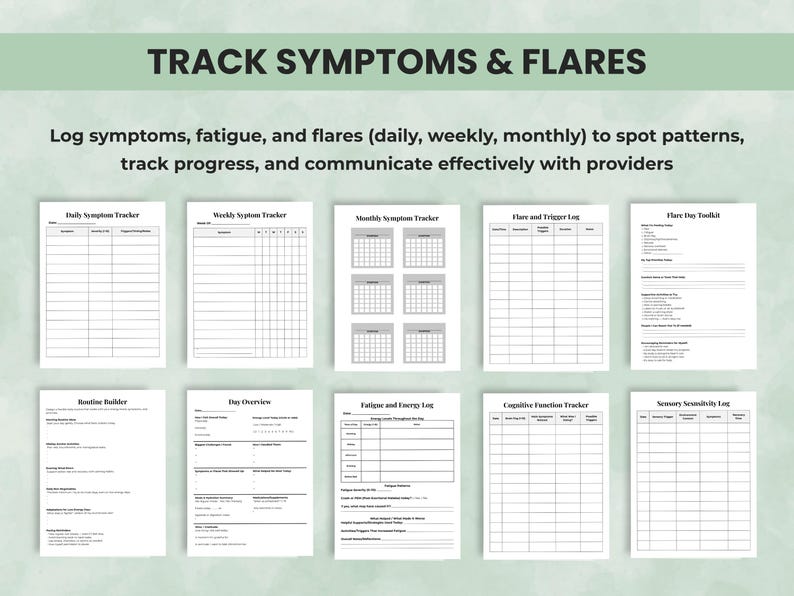 Chronic Illness Health Planner Printable PDF, Editable Symptom Tracker ...