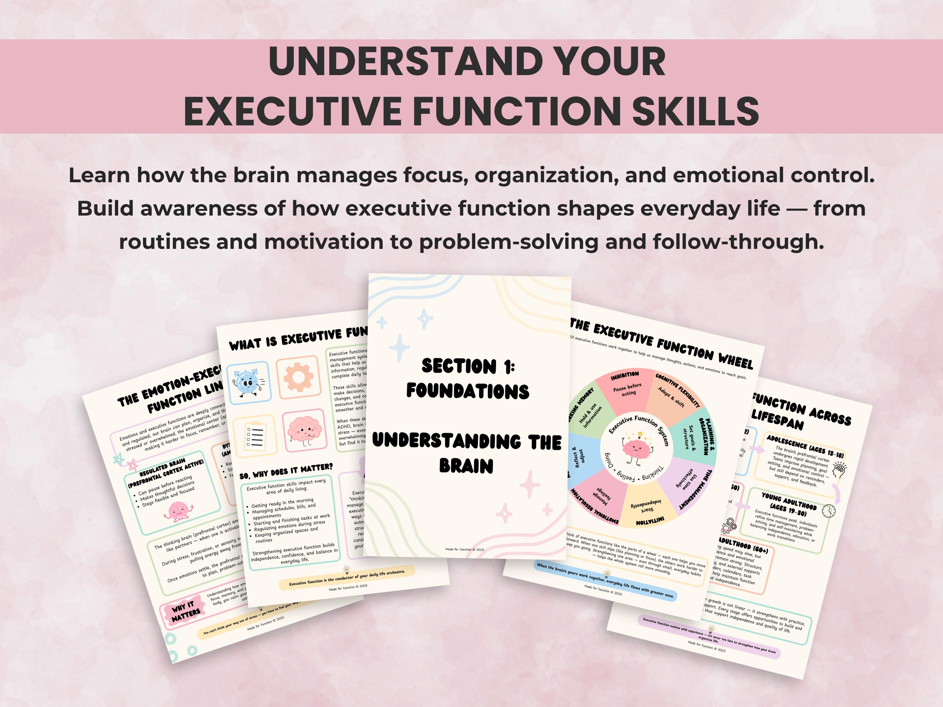 ADHD Executive Function Therapy Worksheets, Printable Executive ...