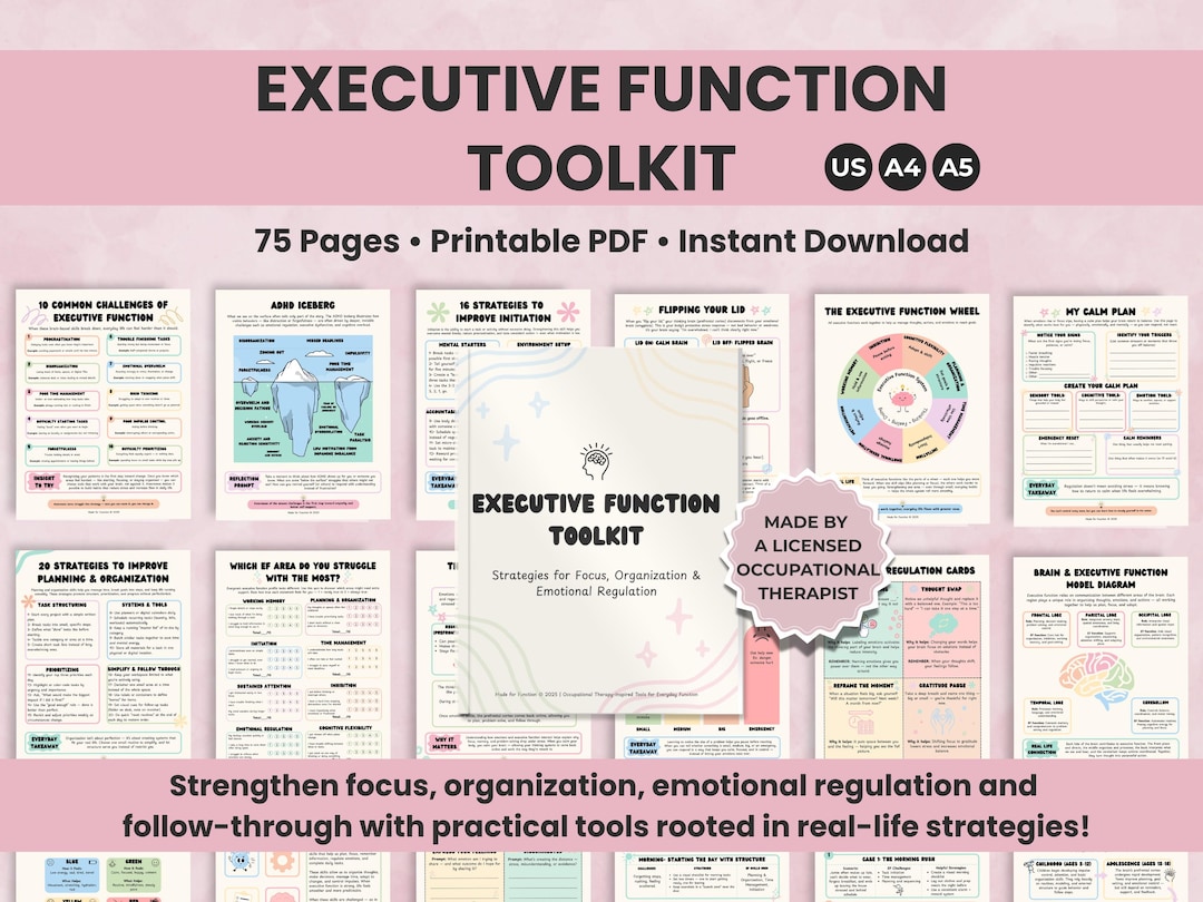 ADHD Executive Function Workbook Bundle, Emotional Regulation Worksheets, Therapy Tools, Coping ...
