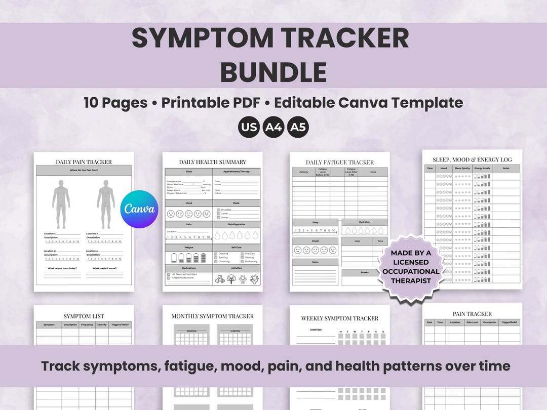 Chronic Illness Symptom Tracker PDF Editable & Printable Journal Pots ...