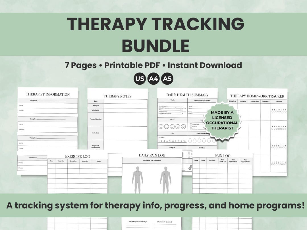 Therapy Tracker Printable, Physical Therapy Exercise Log, Home Rehab ...