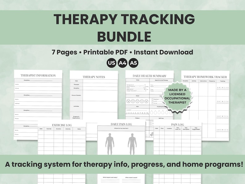 Therapy Tracker Printable, Physical Therapy Exercise Log, Home Rehab ...