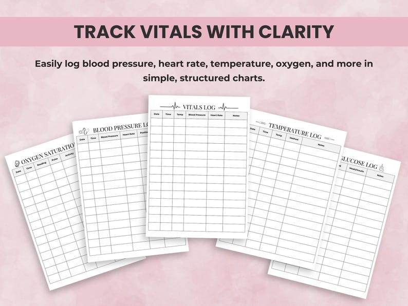 Medical Logs Printable PDF, Editable Vitals Tracker, Symptom Tracker ...