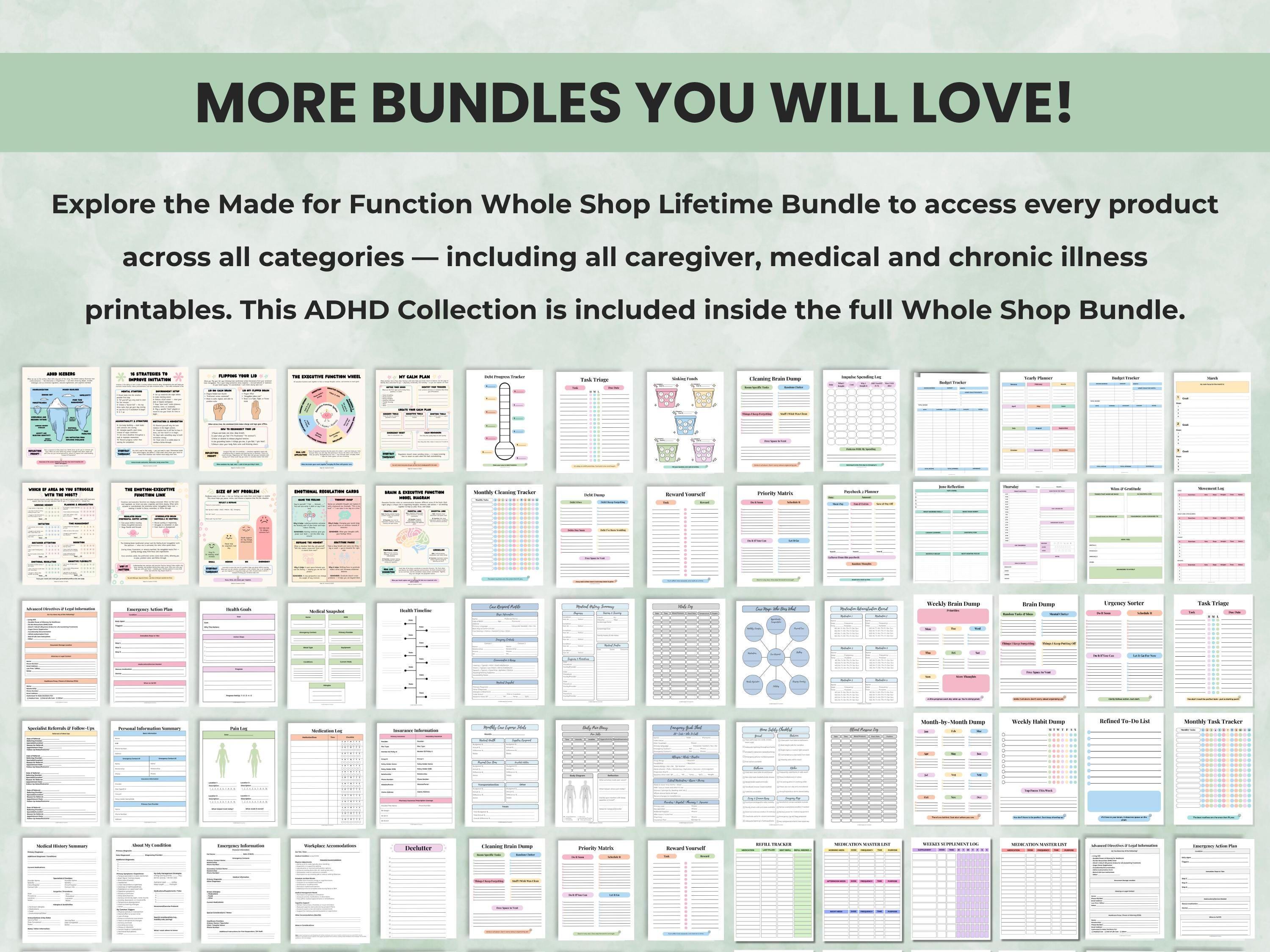 Whole Shop ADHD Brain Dump Bundle | Executive Function, Thought ...
