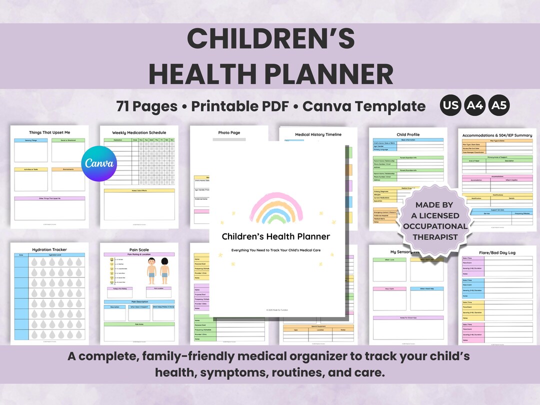 Pediatric Medical Binder Printable, Children’s Health Planner, Child ...