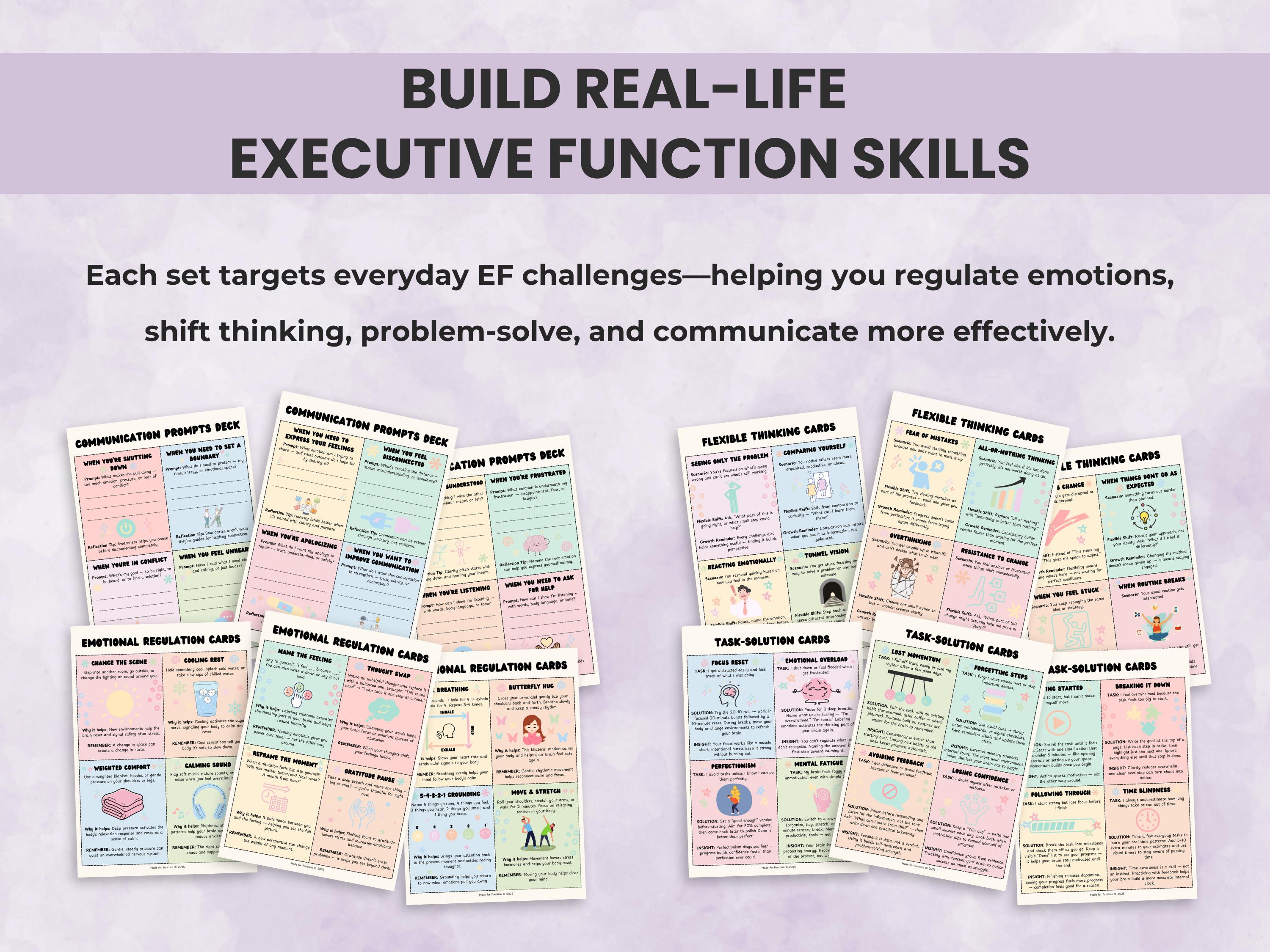 Executive Function Cards, Printable Flashcards for Emotional Regulation ...