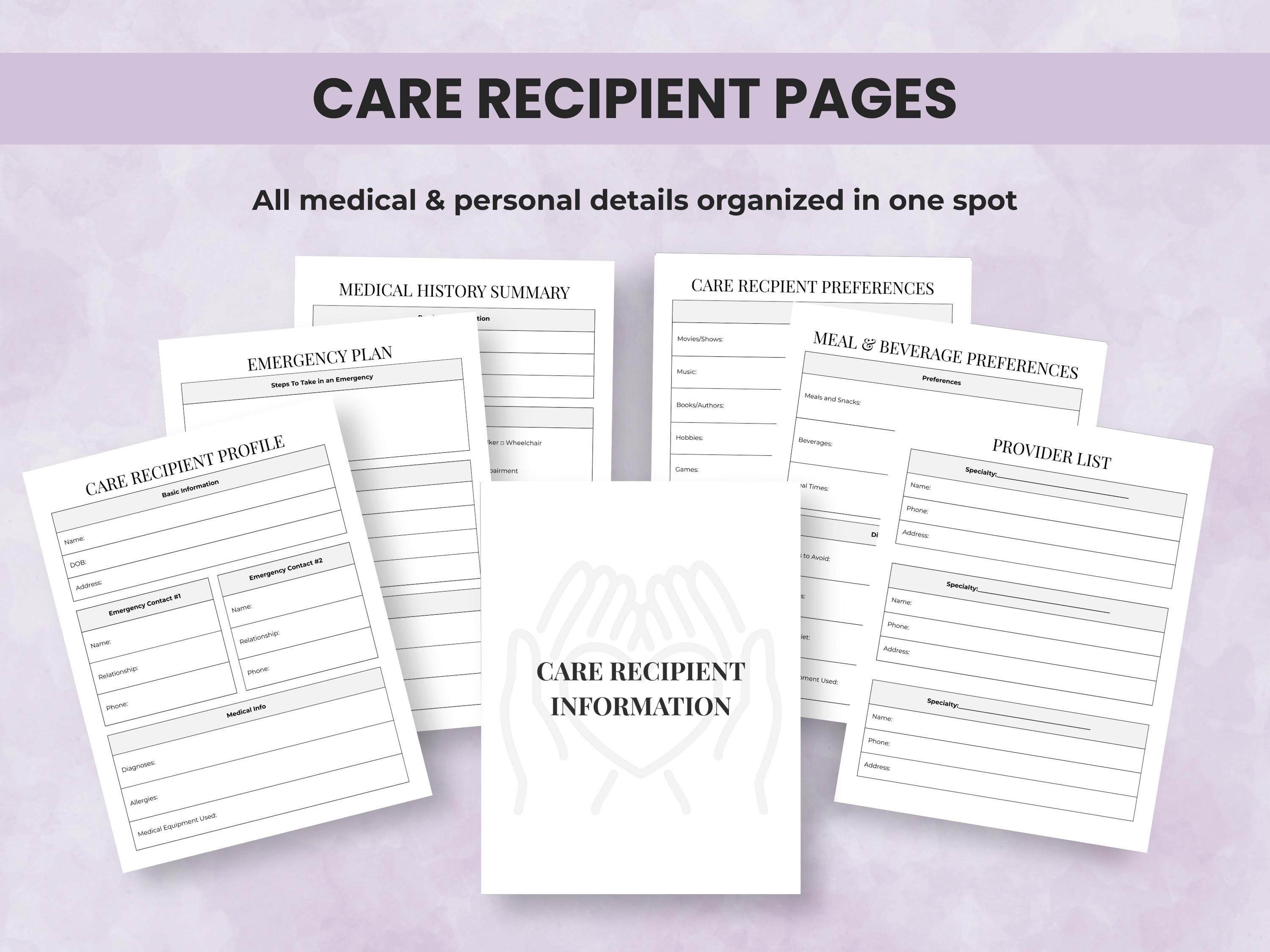 Caregiver Planner Printable PDF, Daily Checklist & Logbook, Elder Care ...