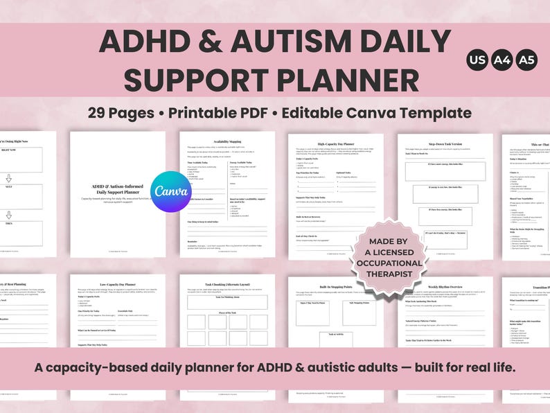 ADHD Autism Planner Printable, Executive Function Daily Planner ...