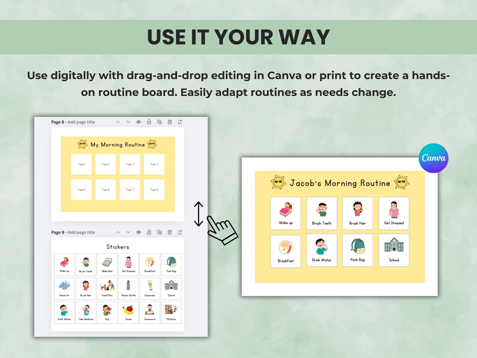 Editable Daily Routine Cards, Visual Schedule for Kids, Toddler Routine ...
