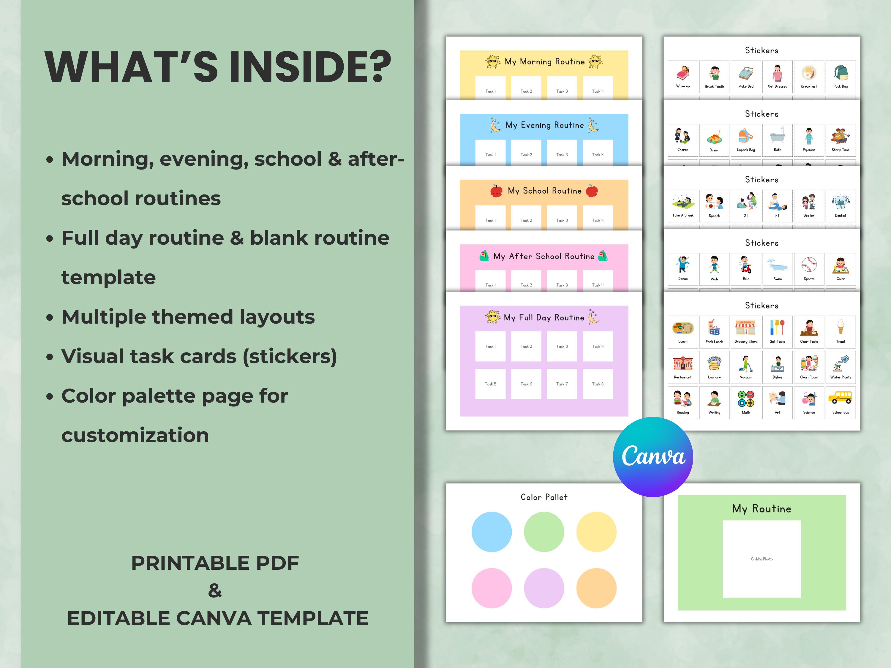 Editable Daily Routine Cards, Visual Schedule for Kids, Toddler Routine ...