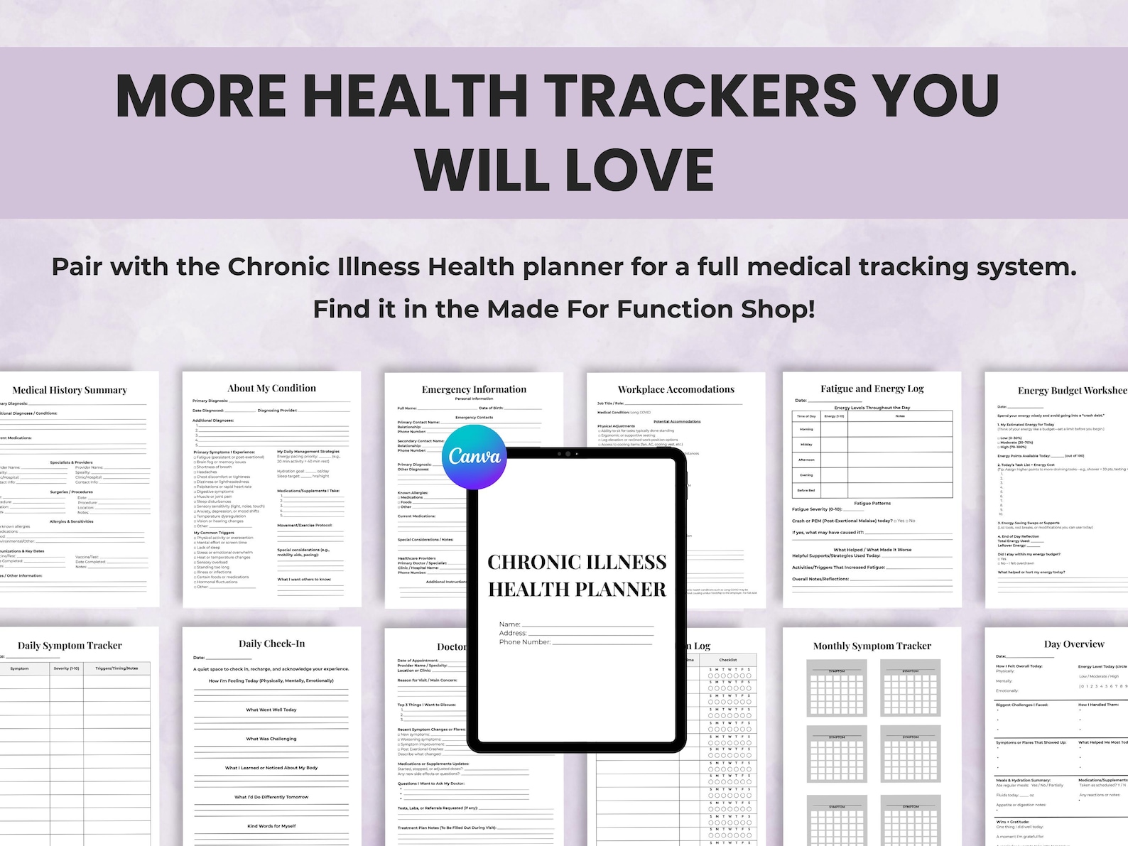 Chronic Illness Symptom Tracker PDF Editable & Printable Journal Pots ...