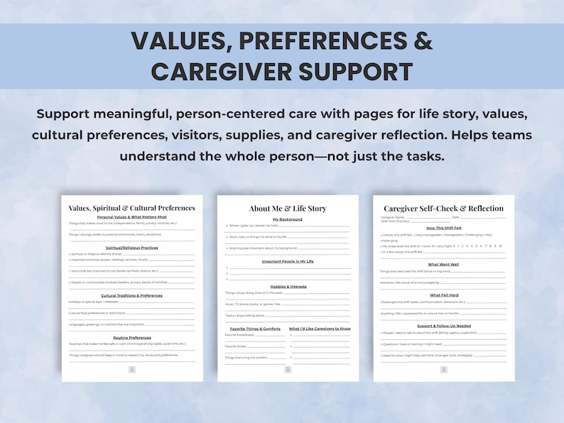 Printable Home Care Business Forms | Caregiver Planner Templates ...