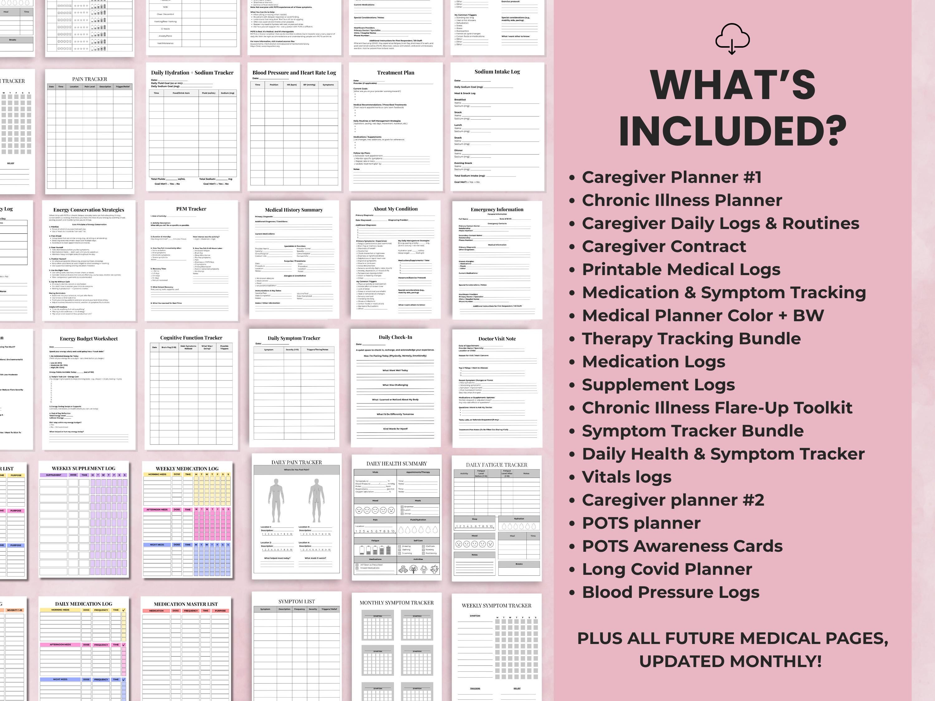 Whole Shop Bundle for Chronic Illness, Medical Logs, Symptom Trackers ...