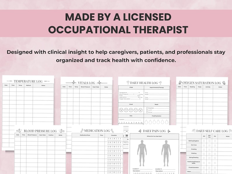Medical Logs Printable PDF, Editable Vitals Tracker, Symptom Tracker ...