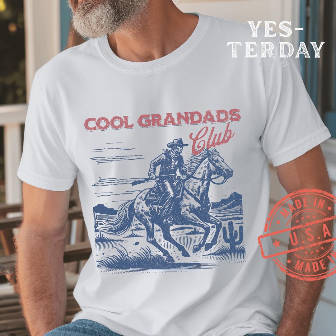 Retro Cowboy Grandpa T-shirt, Comfort Colors Grandpas Club - Etsy