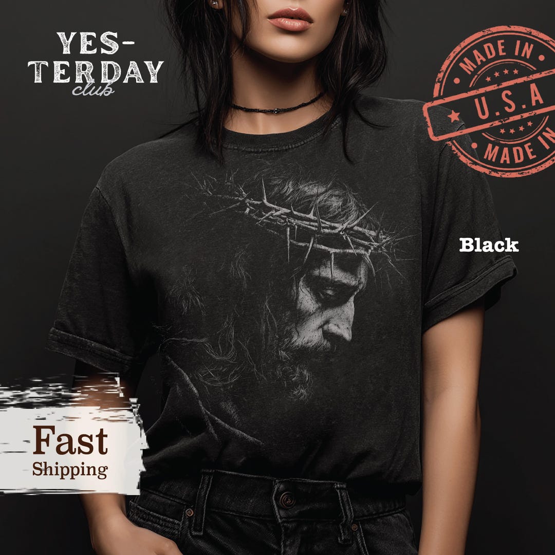 Vintage Jesus Crown of Thorns Shirt, Retro 90s Faith Graphic Tee ...