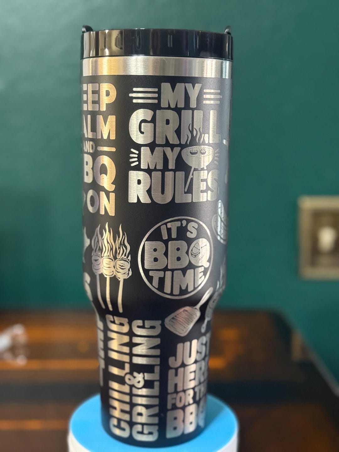 BBQ Lover 40 Oz Engraved Tumbler | Custom Grill Master Travel Cup ...