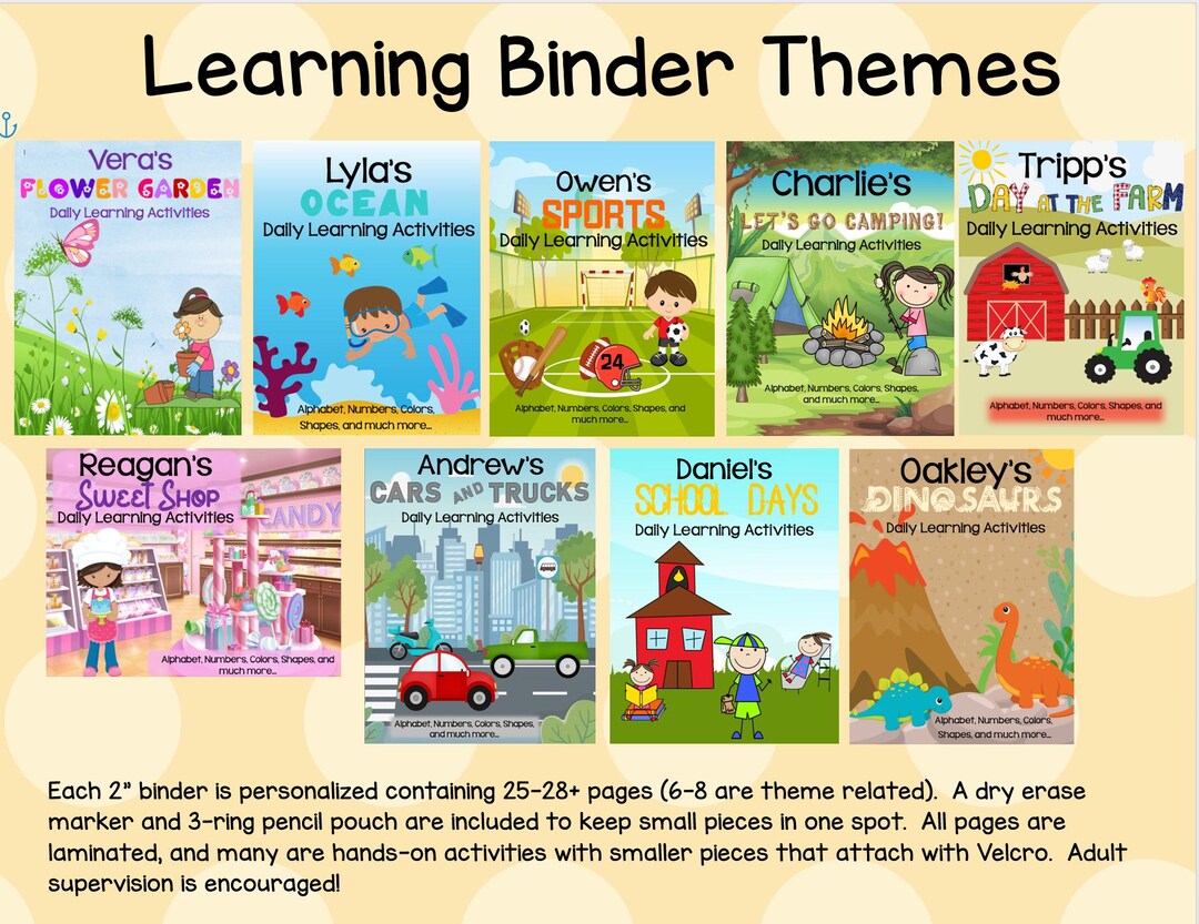 Preschool Hands-on Learning Binders Personalized, Theme-based, and ...