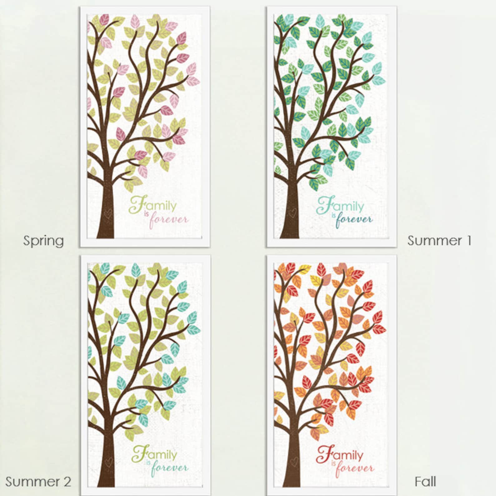 Family is Forever, Family Tree Art, Family Wall Art, Seasons Wall Art ...