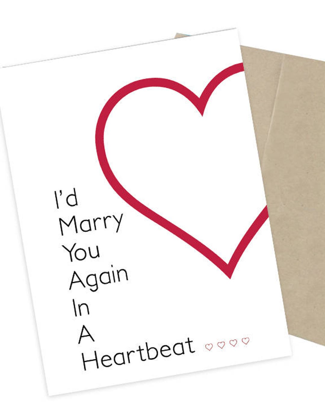 Valentines Day Card, I'd Marry You Again, Anniversary Card, 5x7 ...