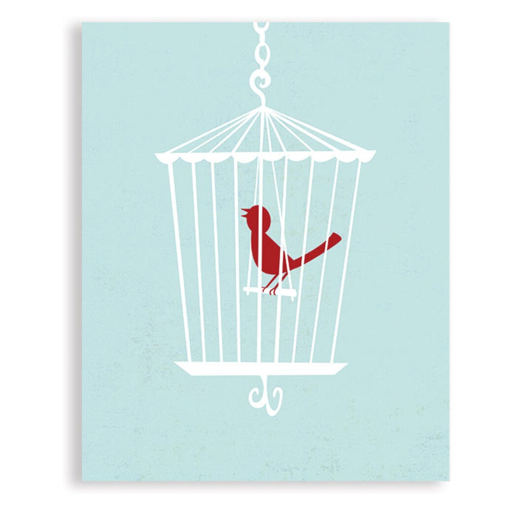 Bird Cage, Bird Art, Bird Poster - Etsy