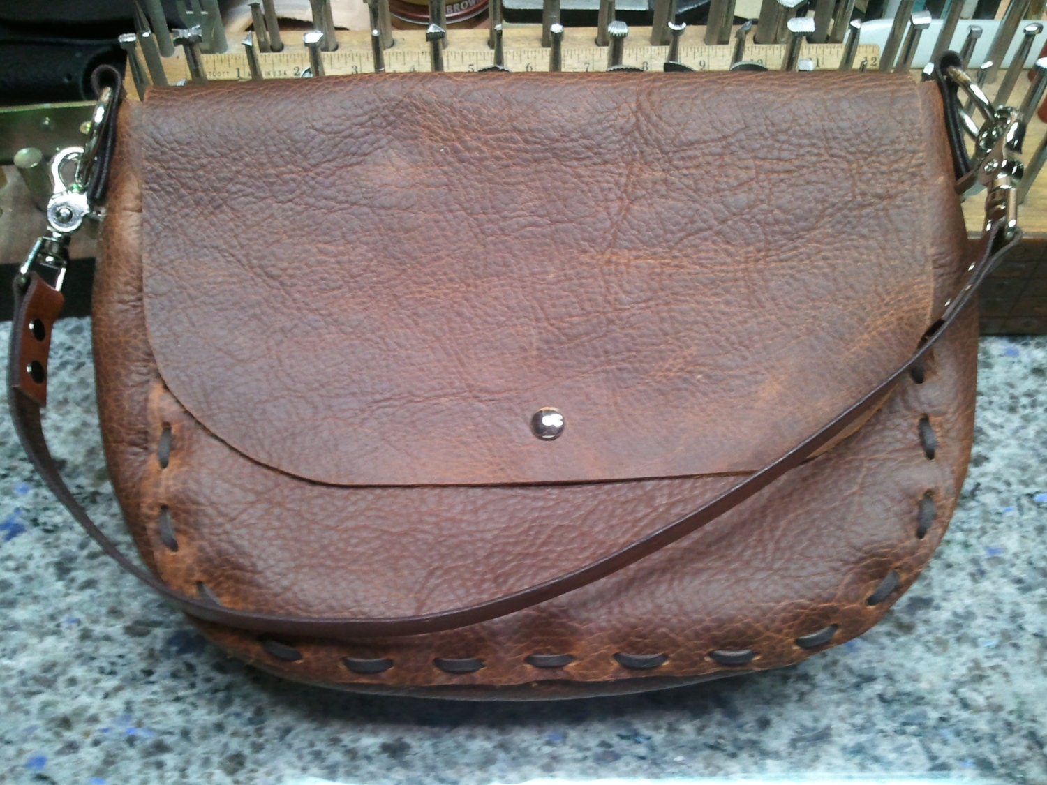 Rustic Style Handmade Kodiak Leather Shoulder Bag - Etsy