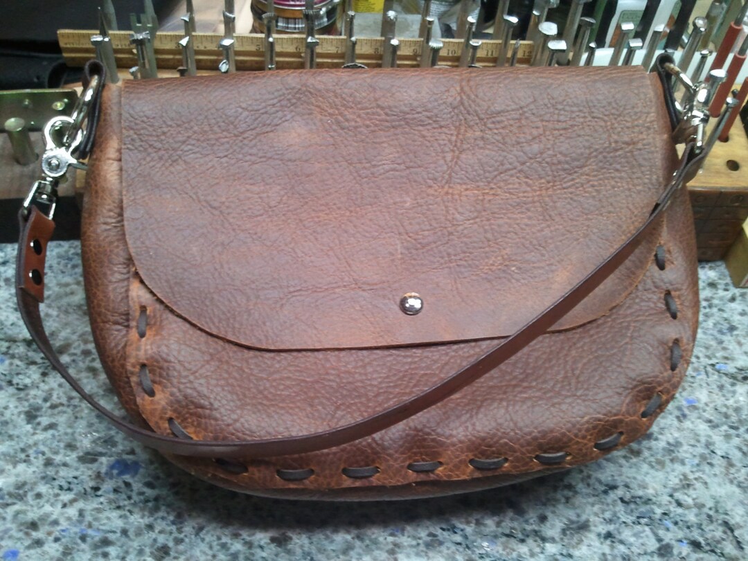 Rustic Style Handmade Kodiak Leather Shoulder Bag - Etsy