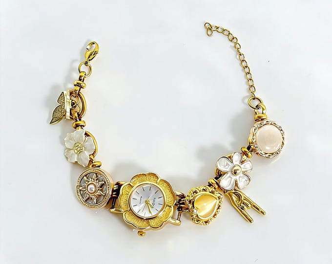 Vintage Bracelet Watch for Women – Handmade Retro Charm Watch With ...