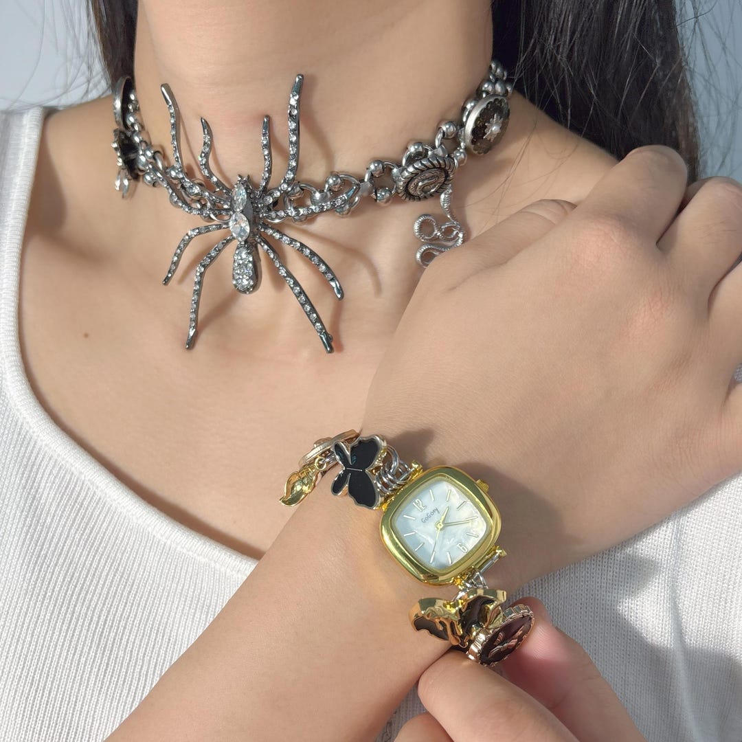 Stainless Steel Chainmaille Watch Bracelet Choker Set: Victorian Silver ...