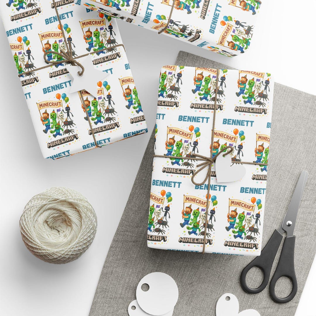 Custom Minecraft Themed Wrapping Paper Roll for Kids, Unique Gift Wrap ...