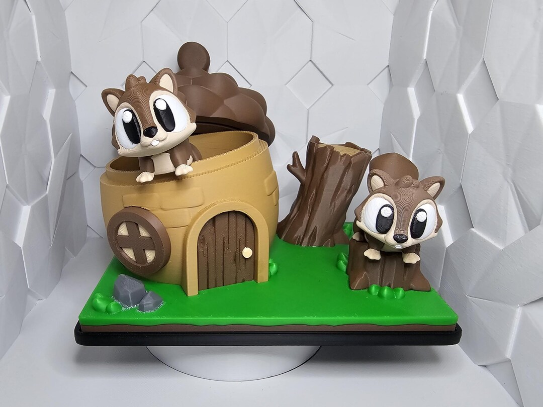 3D Printed Flexi Squirrel & Acorn House Playset | Woodland Toy - Etsy