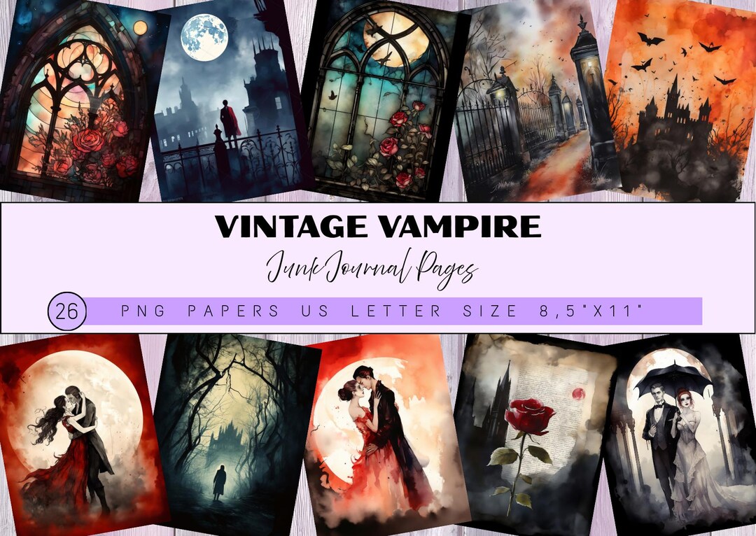 Vampire Junk Journal Pages – Printable Halloween Ephemera Kit - Etsy