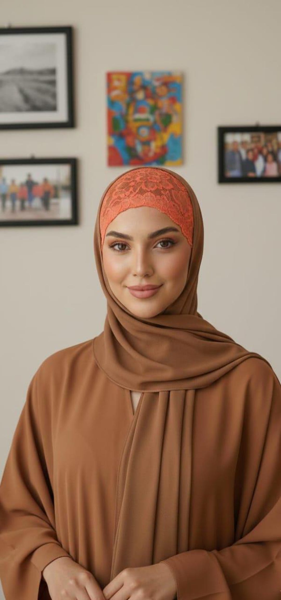 Hijab Caps Coral Lace Fabric - Elegant Floral Pattern for DIY Crafts ...