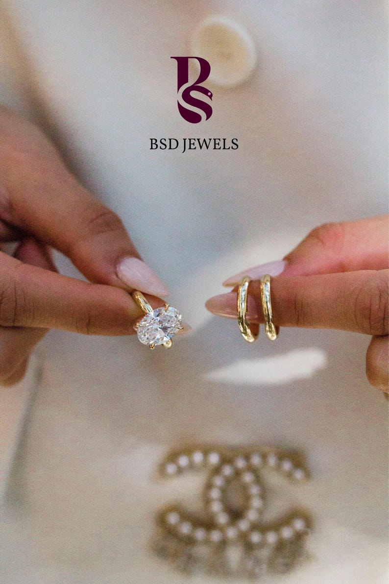 5 Carat Oval Lab Grown Diamond Engagement Ring: 14K Gold Solitaire - Etsy