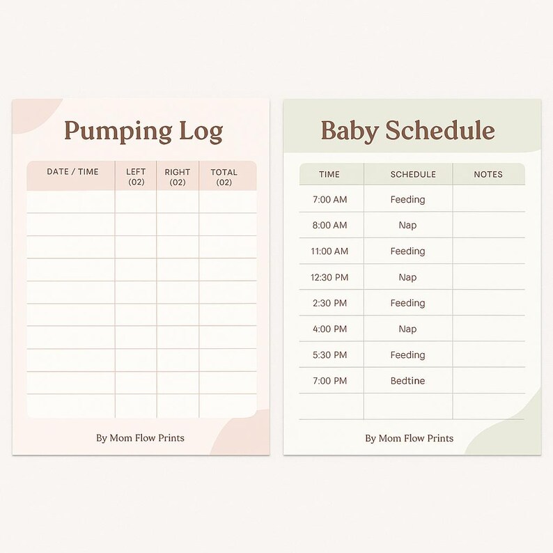 Pumping & Baby Schedule Tracker – Printable Breastfeeding Log for New ...