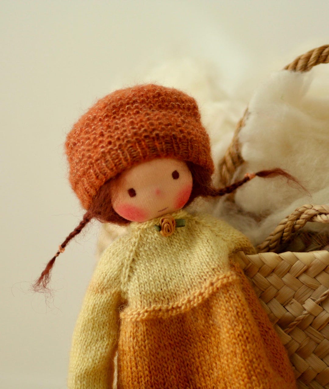 Amanda - Handmade Knitted Waldorf Doll, Wool, 14" OOAK, Peperuda Doll ...